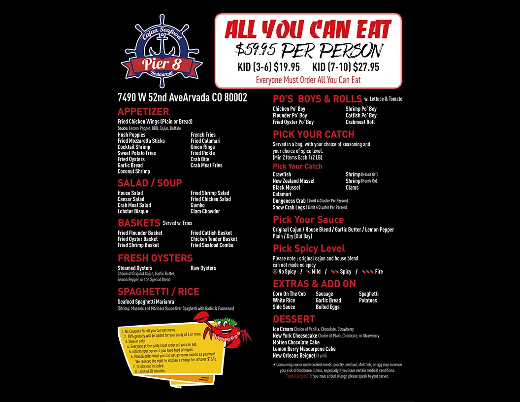 Pier 8 - Seafood Restaurant | Online Order | Arvada | CO